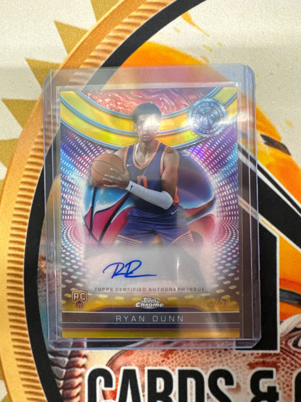 2024-25 Topps Chrome Basketball Ryan Dunn Certified Rookie Autograph G ...