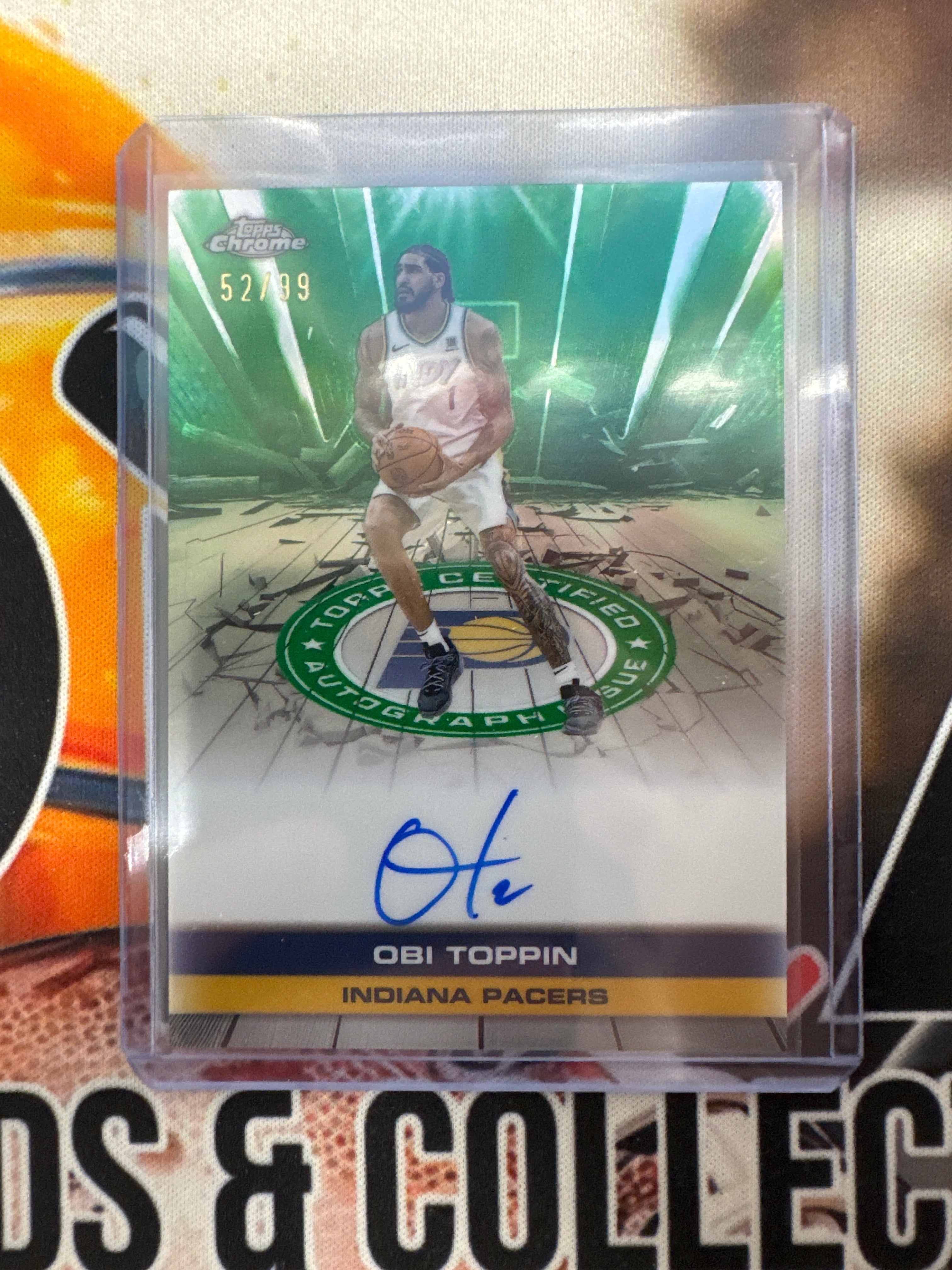 2025-26 Topps Chrome NBA Obi Toppin Topps Autograph Issue Green Refrac ...
