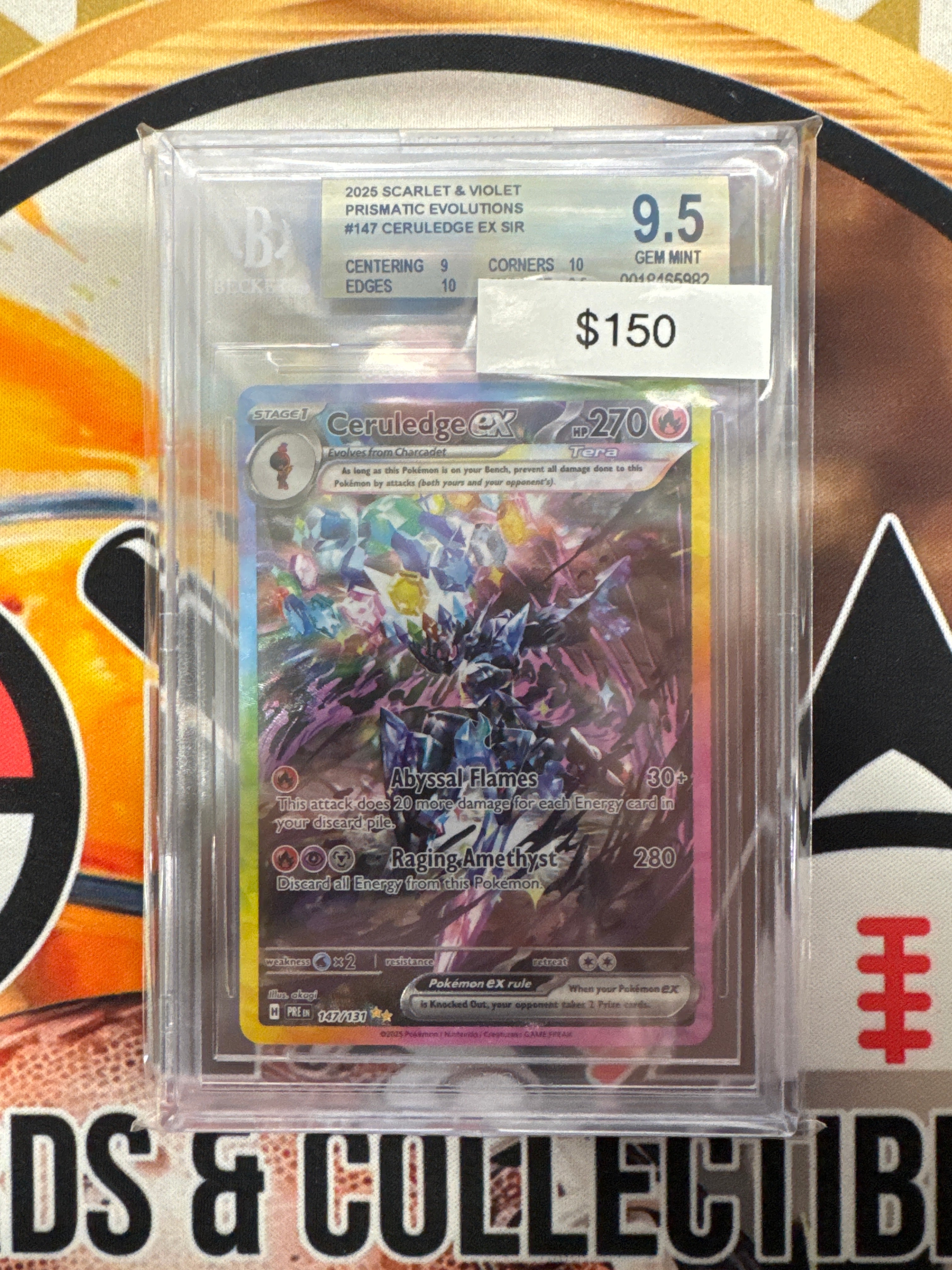 2025 Pokémon Prismatic Evolutions Ceruledge Ex SIR 147/131 BGS 9.5 ...